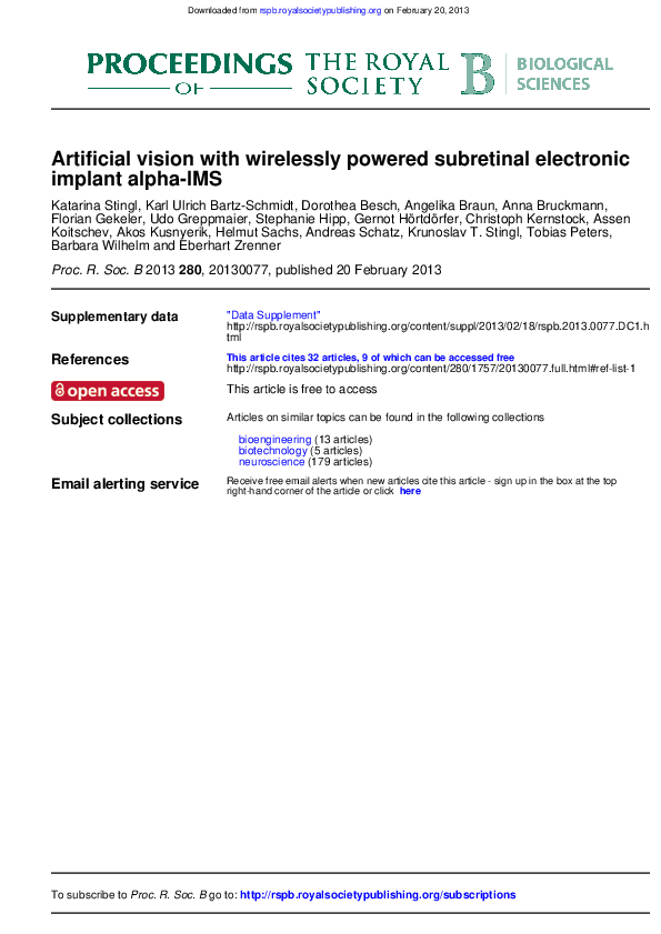 (PDF) Artificial vision with wirelessly powered subretinal electronic ...