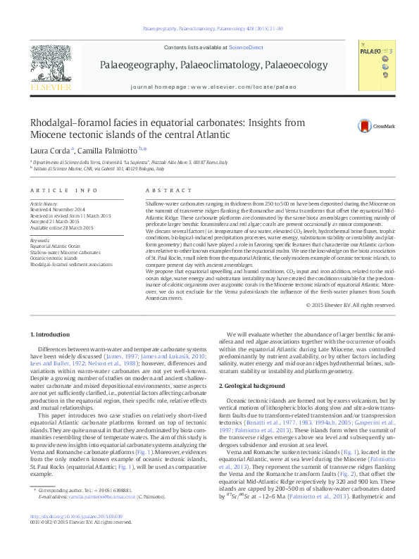 (PDF) Rhodalgal–foramol facies in equatorial carbonates: Insights from ...