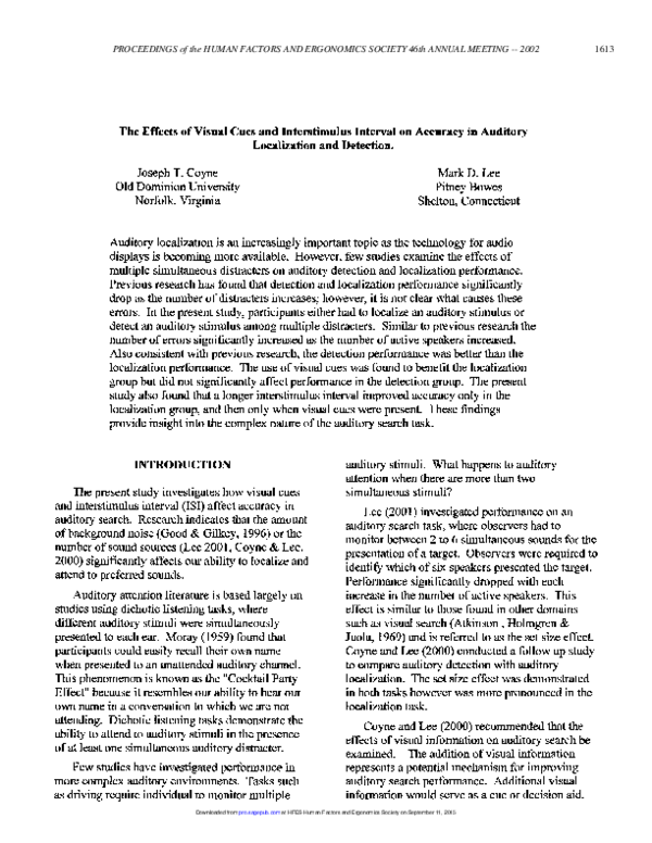 (PDF) The Effects of Visual Cues and Interstimulus Interval on Accuracy in Auditory Localization ...