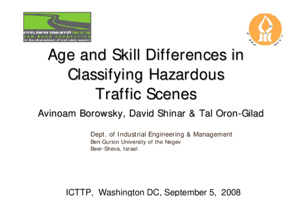 (PDF) Age and skill differences in classifying hazardous traffic scenes