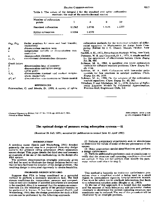 Pdf The Optimal Design Of Pressure Swing Adsorption Systems—ii
