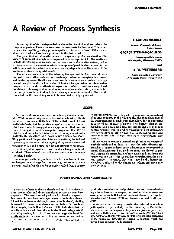 (PDF) A review of process synthesis