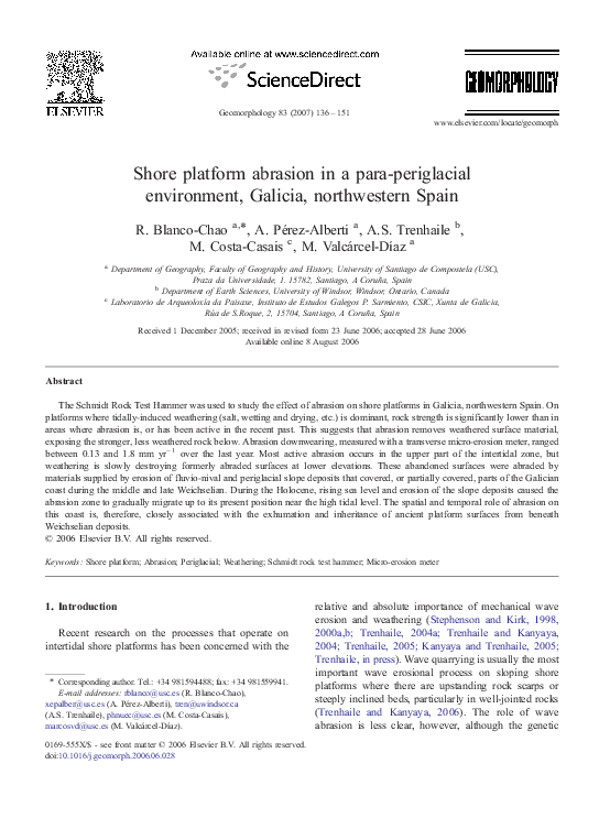 (PDF) Shore platform abrasion in a para-periglacial environment ...