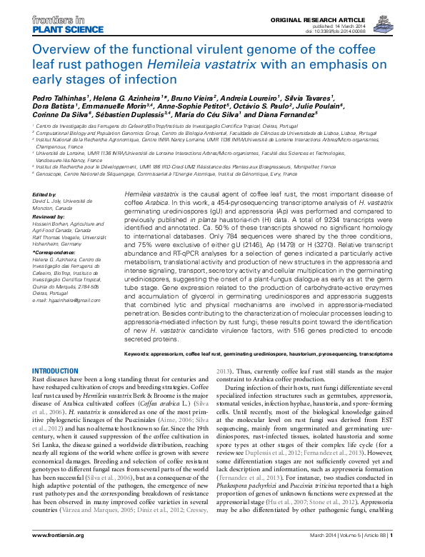 (PDF) Overview of the Functional Virulent Genome of the Coffee Leaf ...