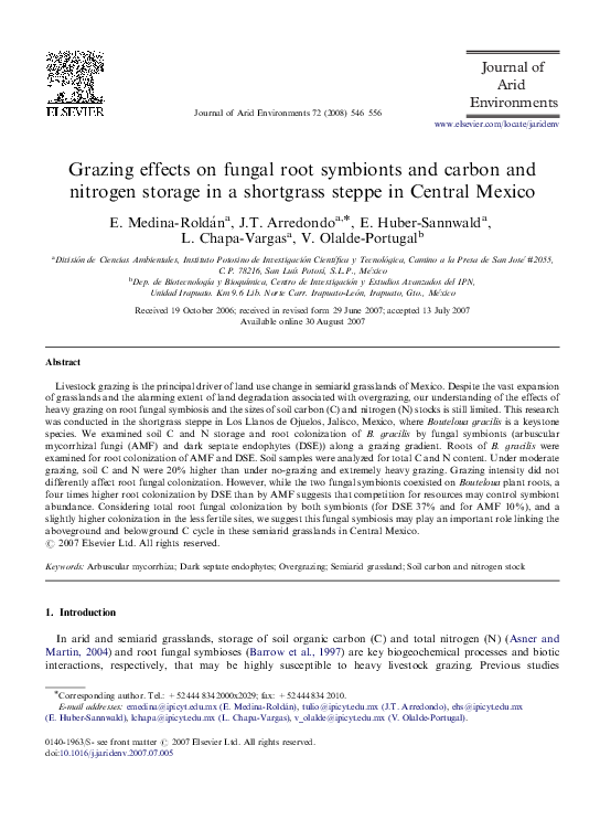 (PDF) Grazing effects on fungal root symbionts and carbon and nitrogen ...