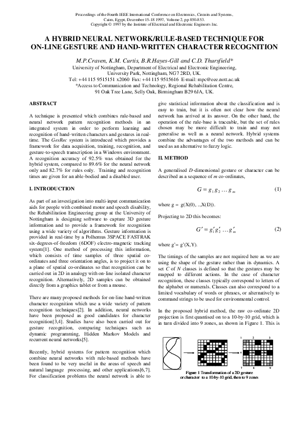 (PDF) A HYBRID NEURAL NETWORK/RULE-BASED TECHNIQUE FOR ON-LINE GESTURE ...