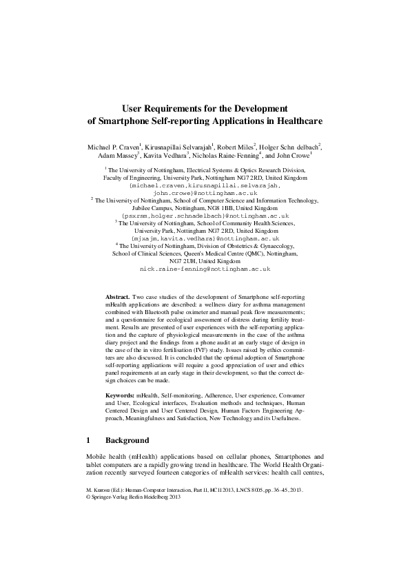 (PDF) User requirements for the development of smartphone self ...
