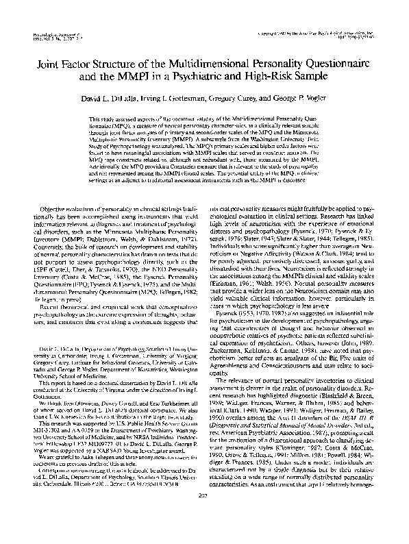 (PDF) Joint factor structure of the Multidimensional Personality ...