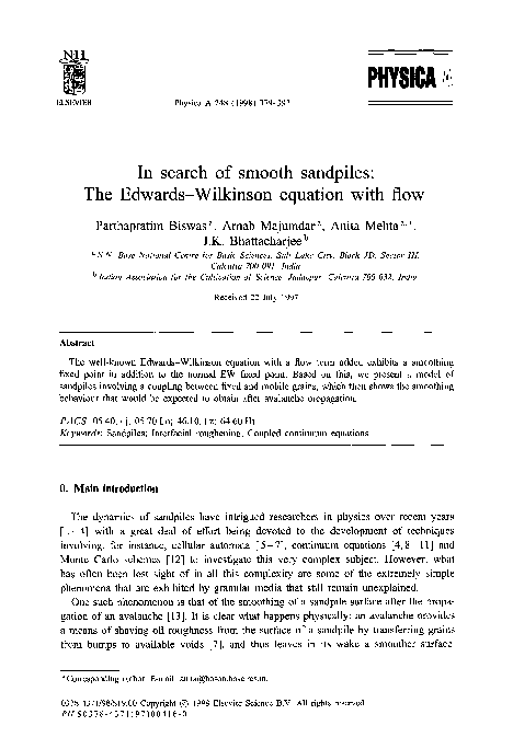 (PDF) In search of smooth sandpiles: The Edwards-Wilkinson equation ...