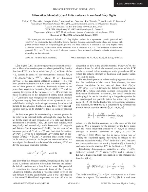 (PDF) Bifurcation, bimodality, and finite variance in confined Levy flights