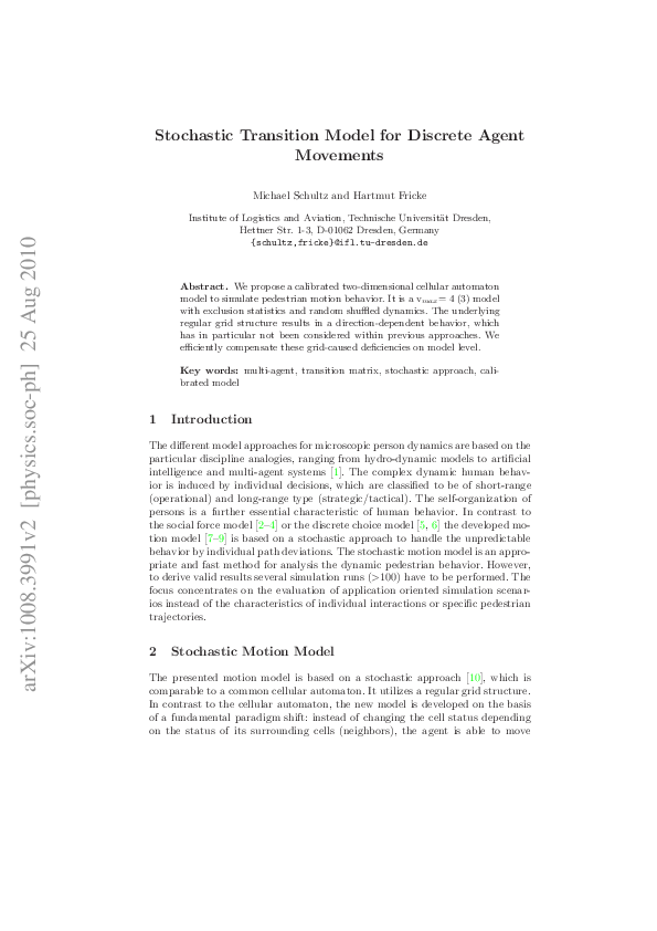 (PDF) Stochastic Transition Model for Discrete Agent Movements