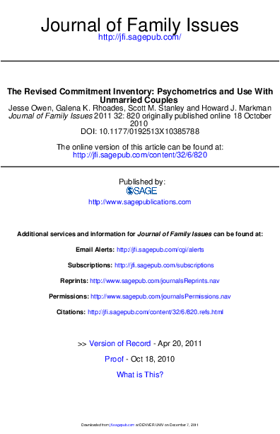 (PDF) The Revised Commitment Inventory: Psychometrics and Use With ...