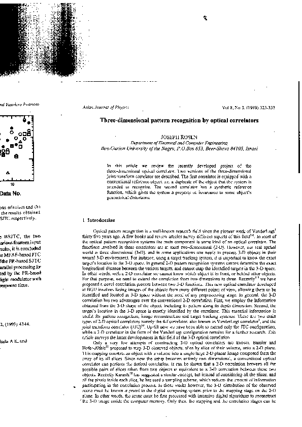 (PDF) Three-dimensional pattern recognition by optical correlators | Joseph Rosen - Academia.edu