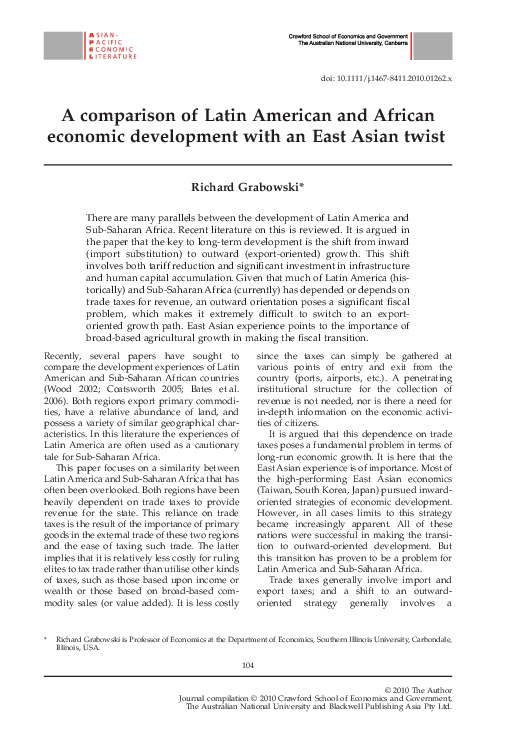 (PDF) A comparison of Latin American and African economic development ...
