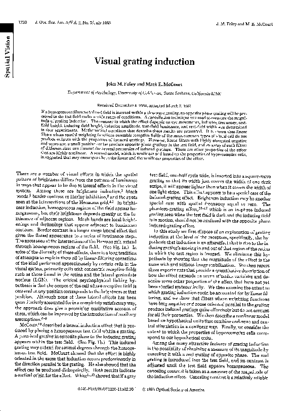 (PDF) Visual grating induction | Mark McCourt - Academia.edu