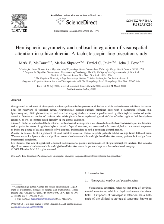 (PDF) Hemispheric asymmetry and callosal integration of visuospatial ...
