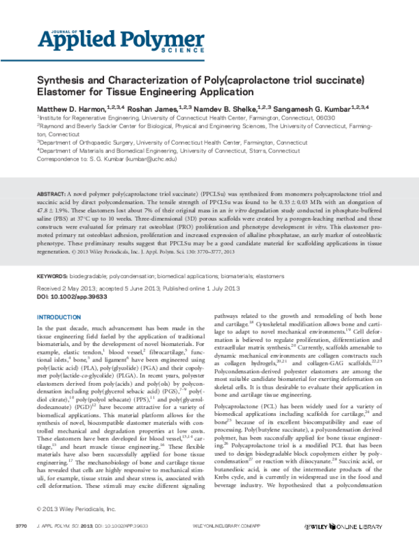 (PDF) Synthesis and characterization of poly(caprolactone triol ...