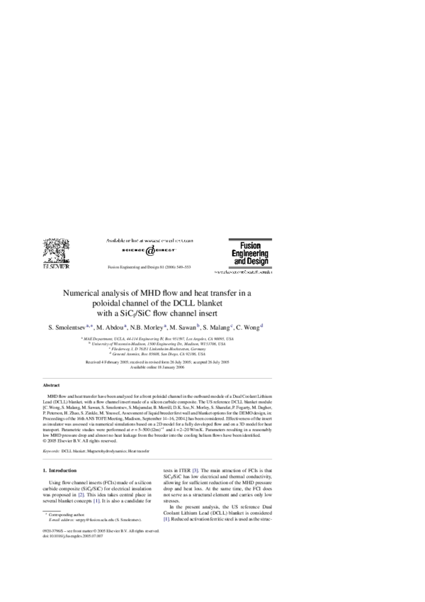 (PDF) Numerical analysis of MHD flow and heat transfer in a poloidal ...