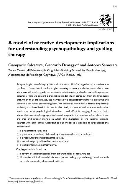 (PDF) A model of narrative development: Implications for understanding ...