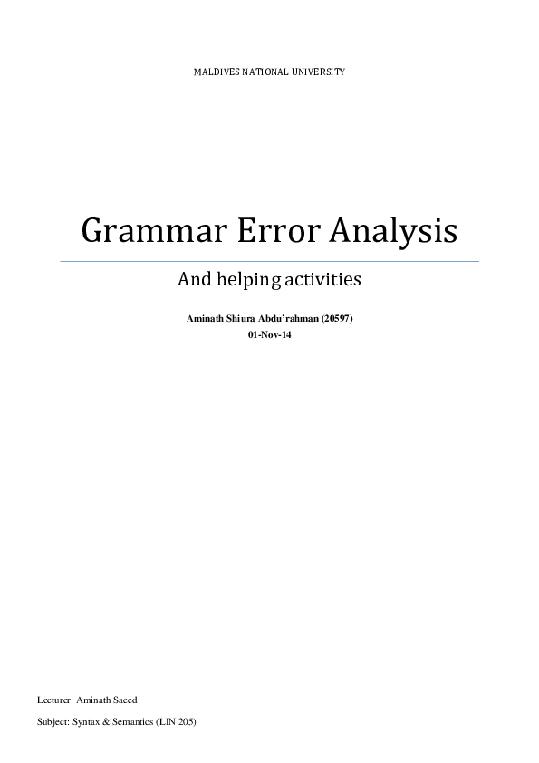 (PDF) Grammar Error Analysis