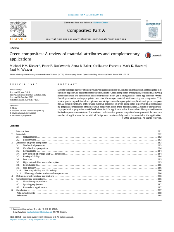 (PDF) Green composites: A review of material attributes and ...