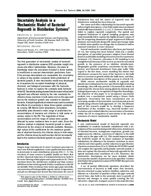 (PDF) Bacterial Regrowth Model for Water Distribution Systems ...