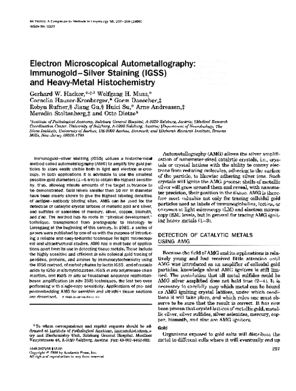 (PDF) Electron Microscopical Autometallography: Immunogold–Silver Staining (IGSS) and Heavy ...