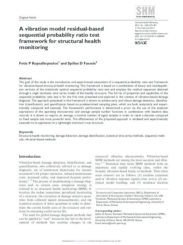 (PDF) A vibration model residual-based sequential probability ratio ...