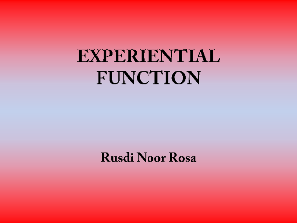 (PDF) Understanding Experiential Function