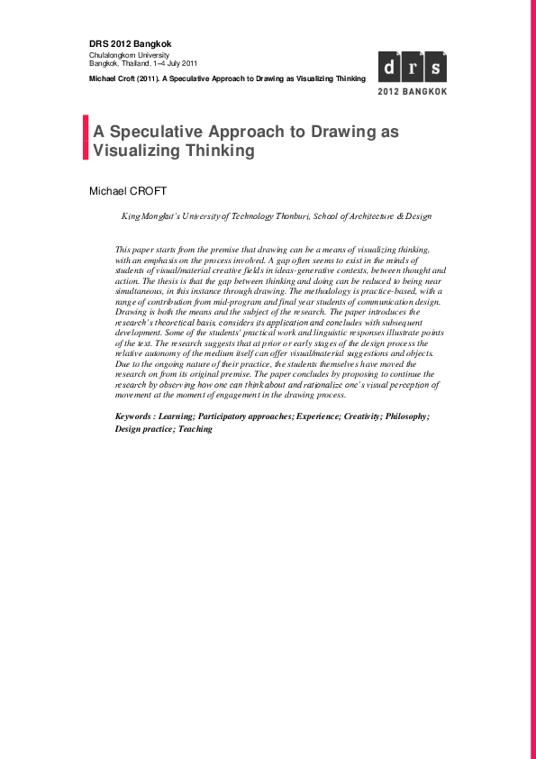 (PDF) A Speculative Approach to Drawing as Visualizing Thinking