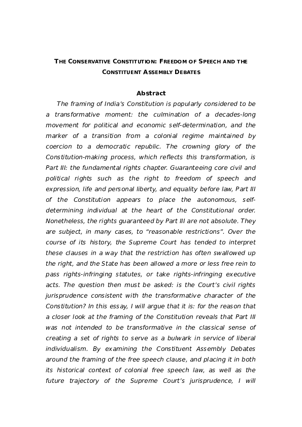 (DOC) The Conservative Constitution: Free Speech and the Constituent ...