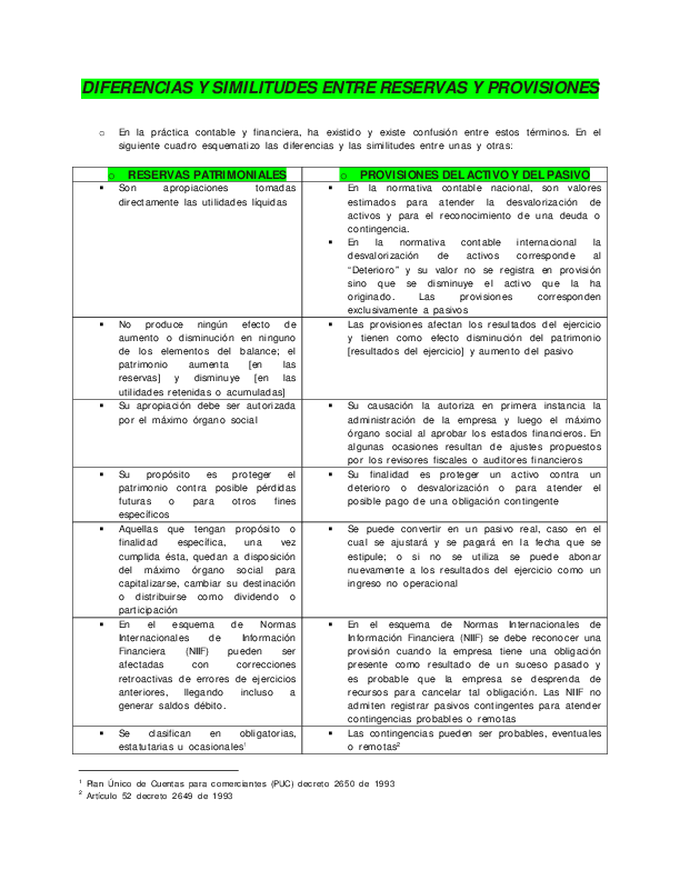 (PDF) Diferencias y similitudes entre provisiones y reservas