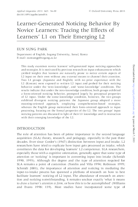 (PDF) Learner-Generated Noticing Behavior By Novice Learners: Tracing ...