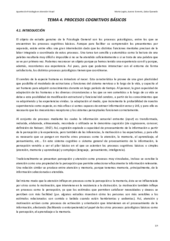 (PDF) Tema 4. Procesos cognitivos básicos