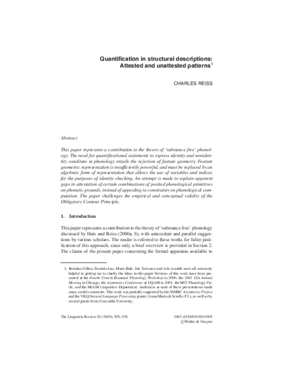 Quantification in structural descriptions: Attested and unattested patterns