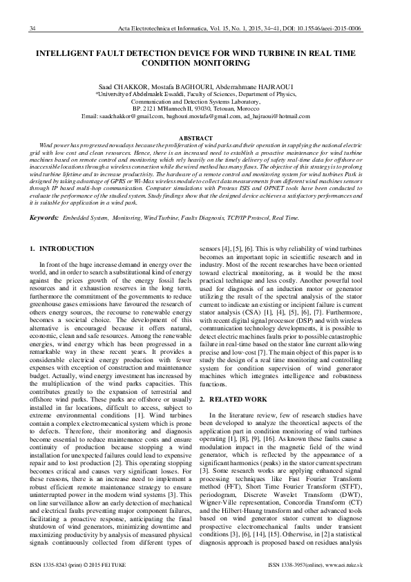 (PDF) INTELLIGENT FAULT DETECTION DEVICE FOR WIND TURBINE IN REAL TIME CONDITION MONITORING
