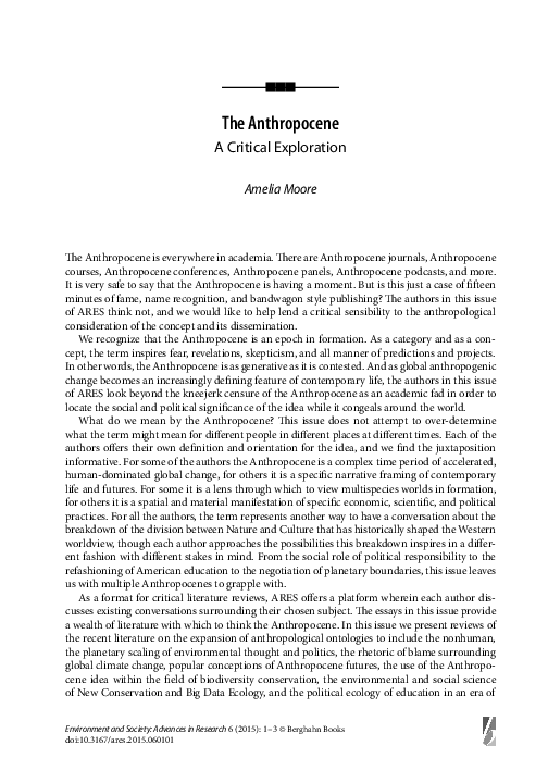 (PDF) The Anthropocene: A Critical Exploration