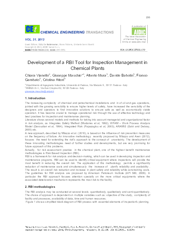 (PDF) Development of a RBI tool for inspection management in chemical ...