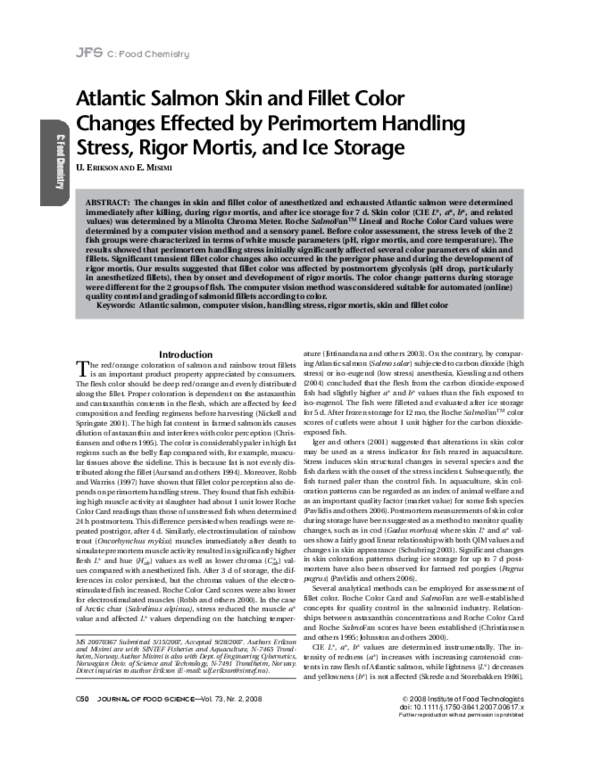 (PDF) Atlantic Salmon Skin and Fillet Color Changes Effected by ...