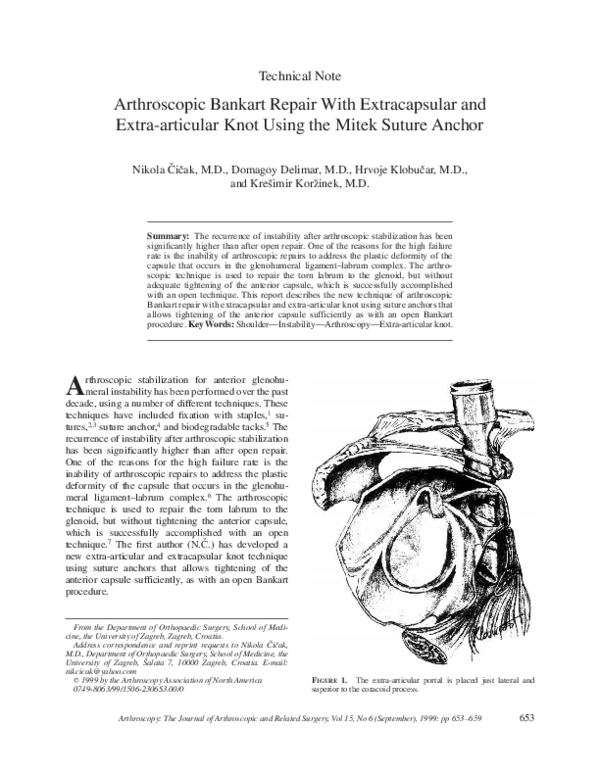 (PDF) Arthroscopic Bankart Repair With Extracapsular and Extra ...