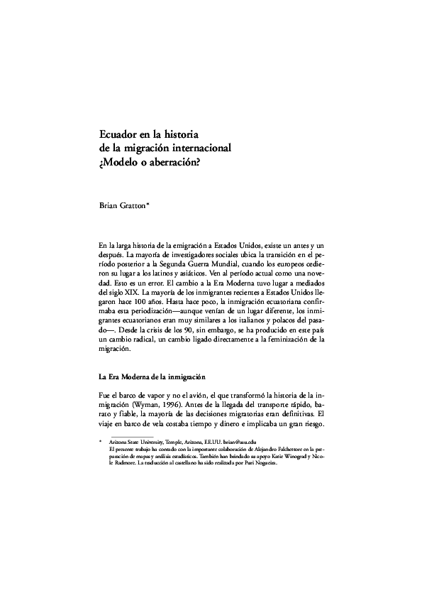 (PDF) 04. Ecuador en la historia de la migración internacional... Brian ...
