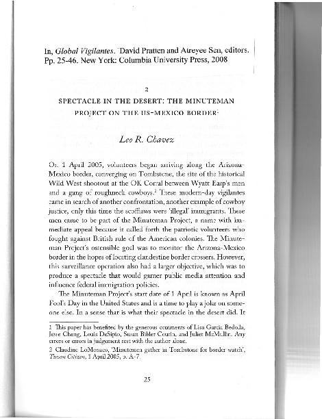 Spectacle in the Desert: The Minuteman Project on the U.S-Mexico Border