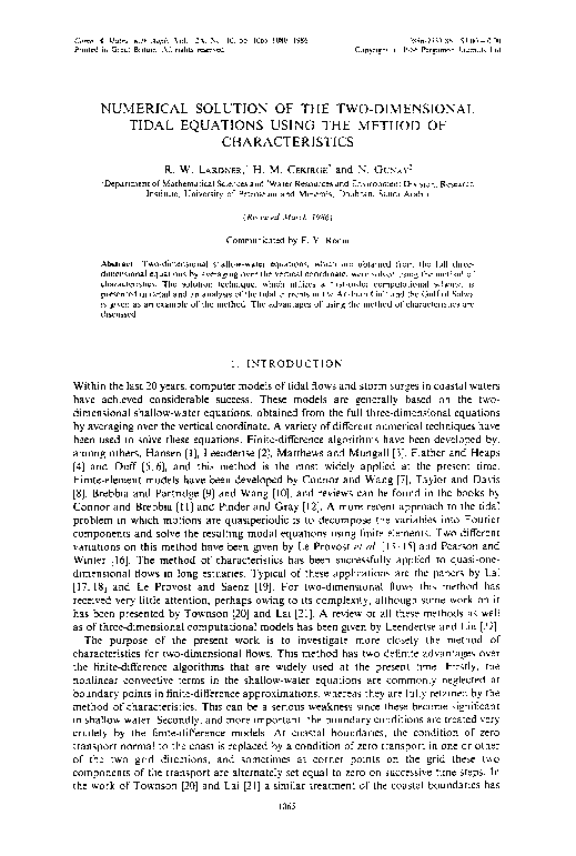 (PDF) Numerical solution of the two-dimensional tidal equations using ...