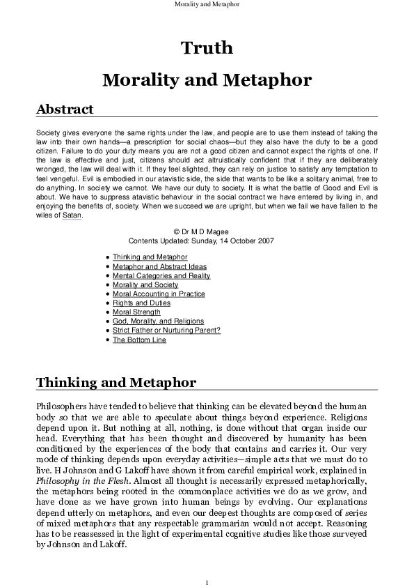 Morality and Metaphor