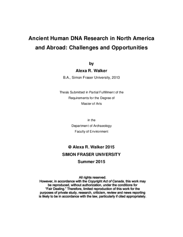 (PDF) Ancient DNA Research in North America and Abroad: Challenges and ...