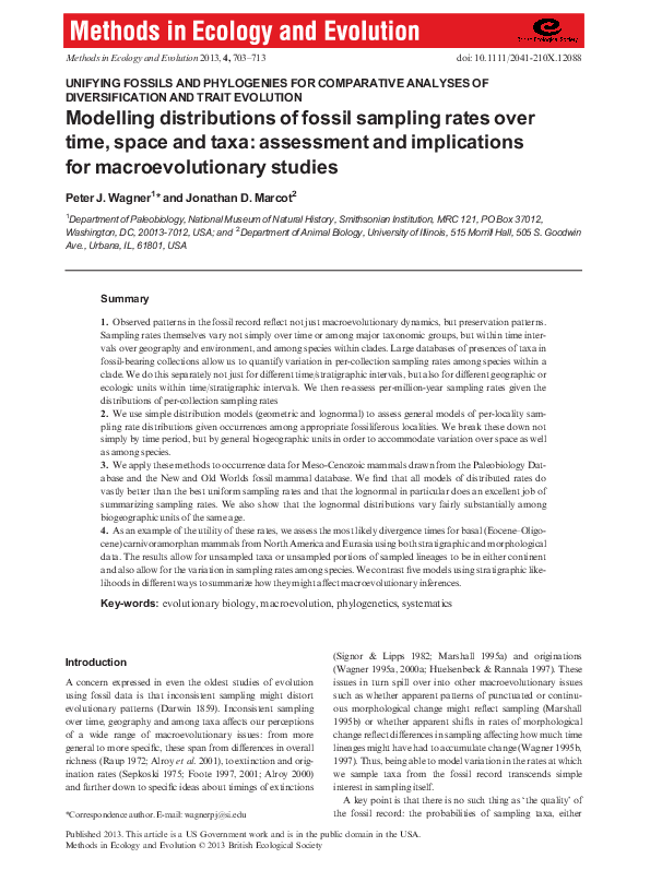 Pdf Modelling Distributions Of Fossil Sampling Rates Over Time Space And Taxa Assessment And