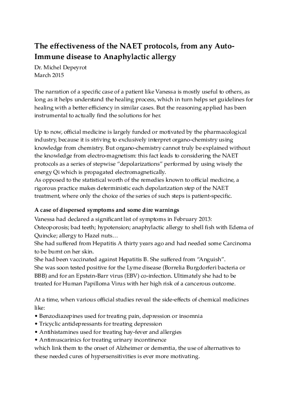 (DOC) NAET protocols from Auto Immunity to Anaphylactic allergy