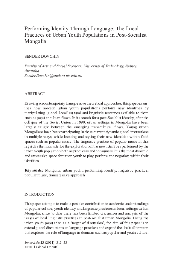 (PDF) Performing Identity Through Language: The Local Practices of ...