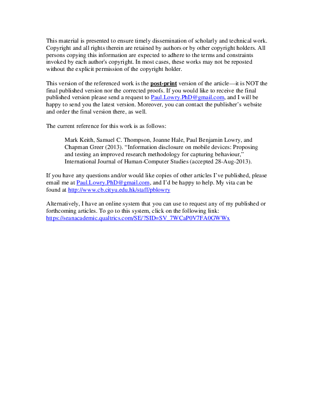(PDF) (2013). “Information disclosure on mobile devices: Re-examining ...