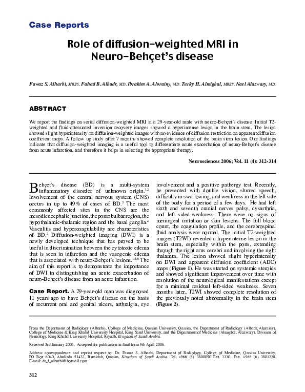 (PDF) Long-term MR follow-up of cerebral lesions in neuro-Behçet's ...